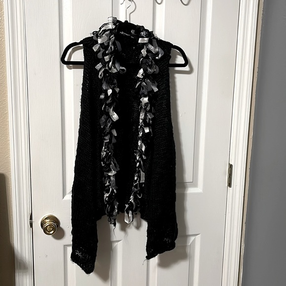 Sharagano | Jackets & Coats | Knitted Vest With Ribbon Trim | Poshmark